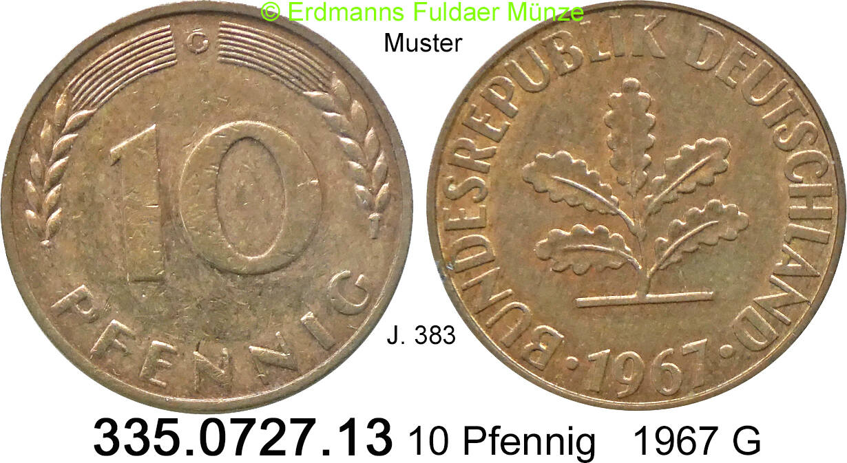 BRD 10 Pfennig 1967G J.383. 335.0727.13 ss | MA-Shops