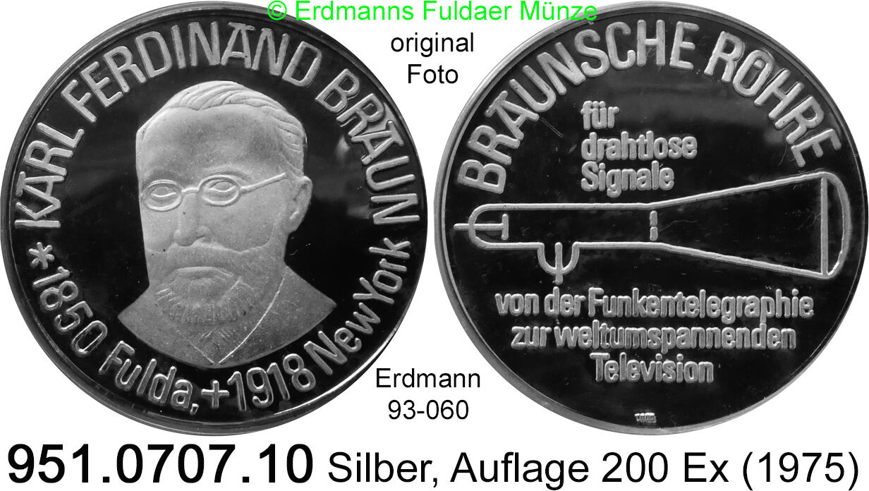 Fulda BRD Nobelpreisträger Silber-Medaille RAR. (1975) Erdmann 93-060 ...