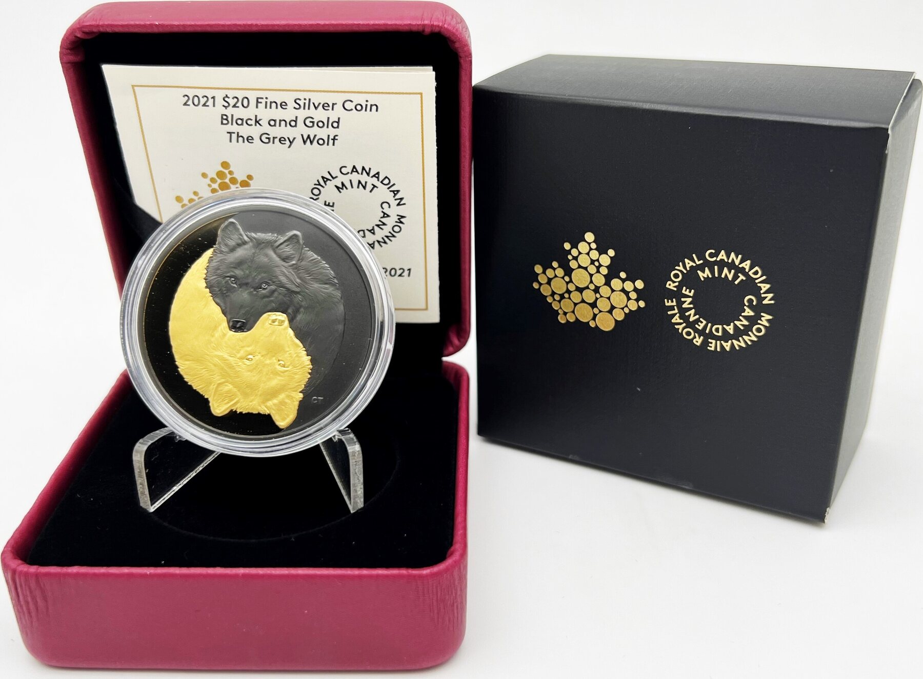 Canada Coins 2021 $ Canada 20 Black and Gold The Grey Wolf Rhodium ...