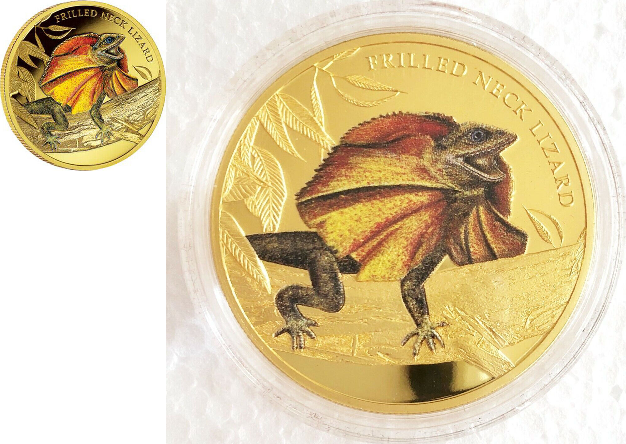World Coins 2014 Niue 100$ Remarkable Reptiles FRILLED NECK LIZARD 1oz ...