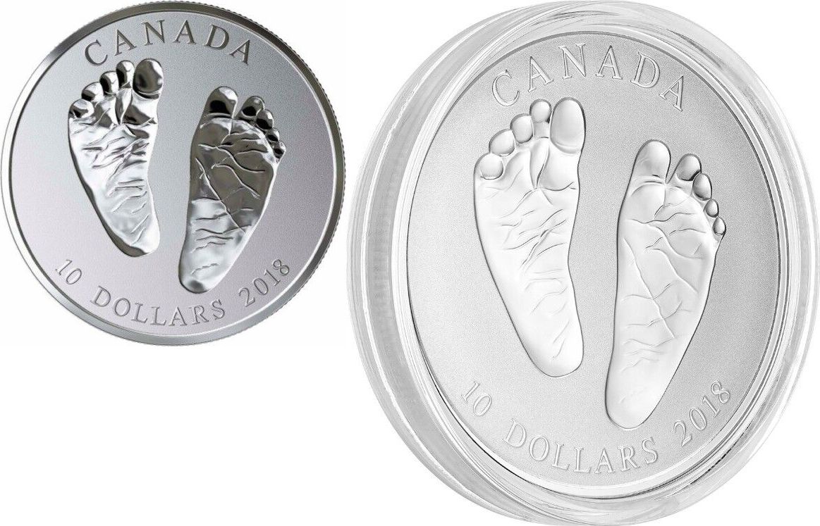 World Coins 2018 $ 2018 CANADA $10 Welcome to the World Baby Feet Baby ...