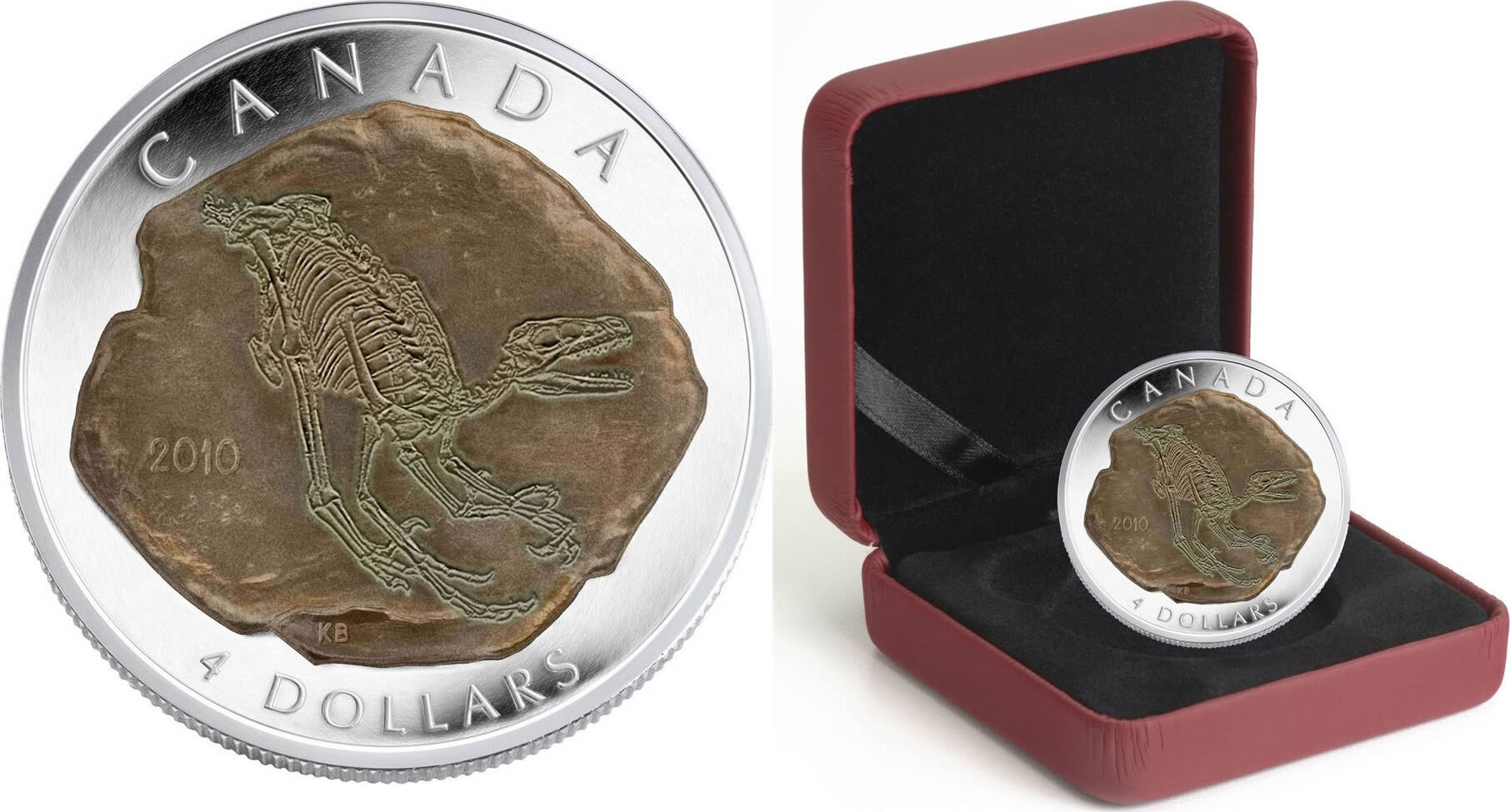 Canada Coins 2010 Canada $4 Dinosaur Collection Dromaeosaurus Pure ...