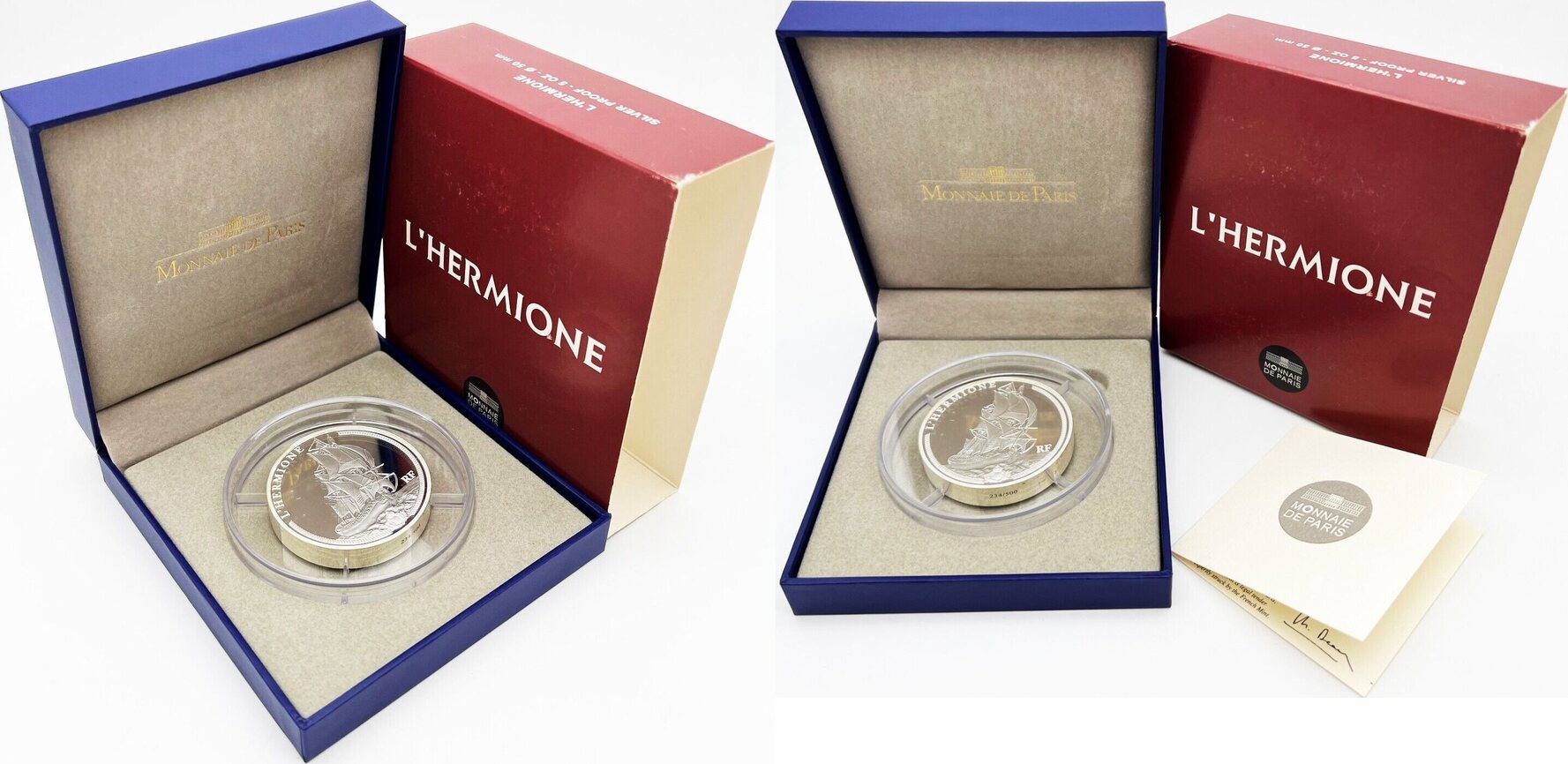 European Coins 50 Euro 2012 France Great French Ships The Hermione 5 oz ...