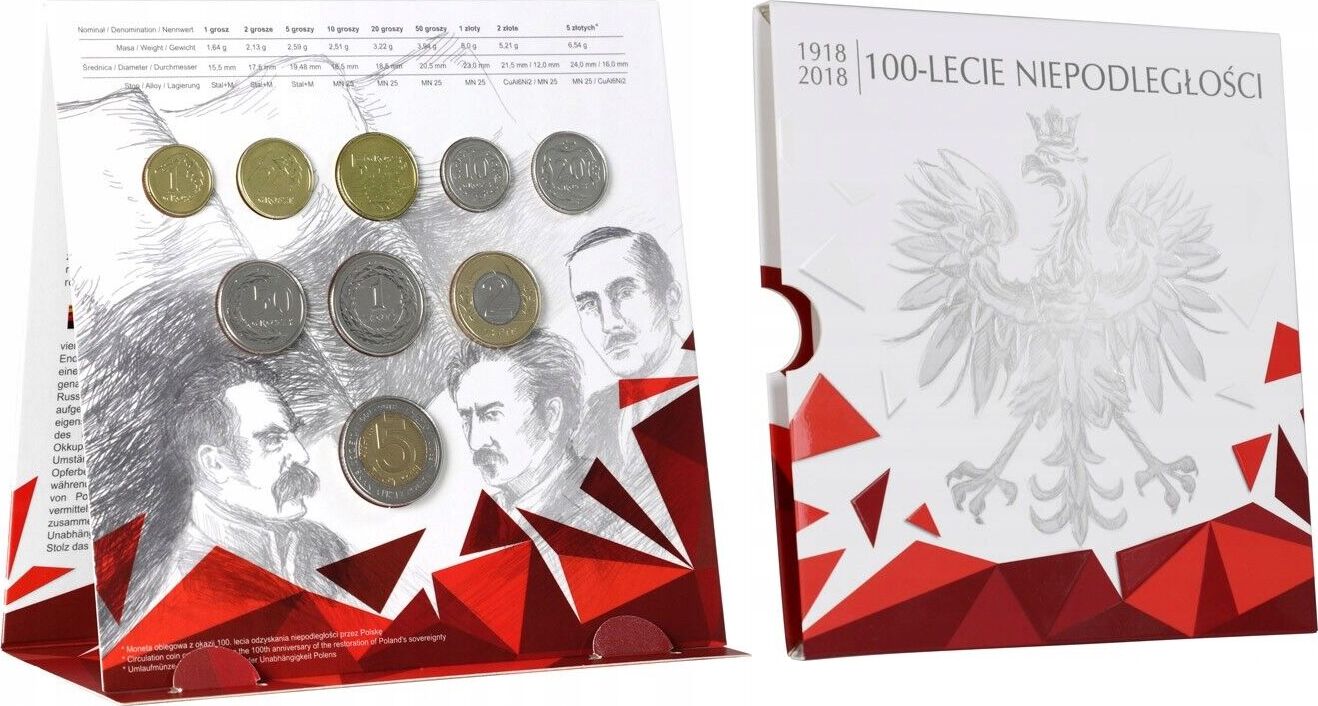 2018 Poland Set Of Circulation Coins In A Blister Pack 9 coins 100th ...