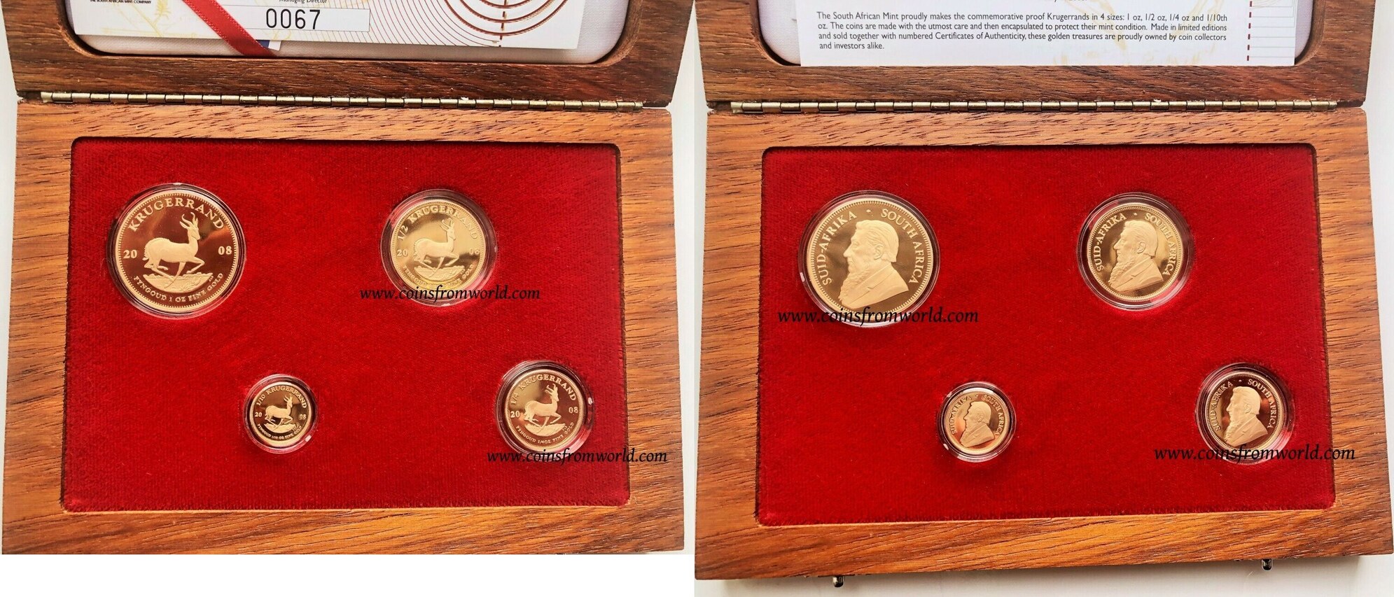 World Coins Krugerrand 2008 South Africa 4 x Gold Coins Coin Prestige ...