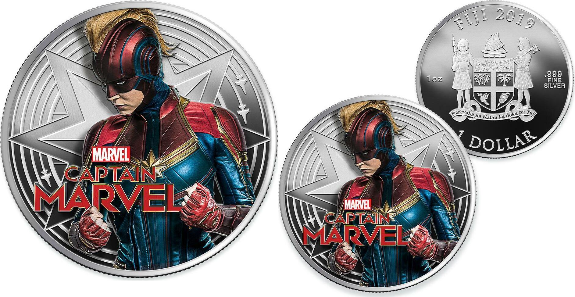 World Coins 2019 Fiji 1$ Marvel Comics CAPTAIN MARVEL 1 oz Silver Proof ...