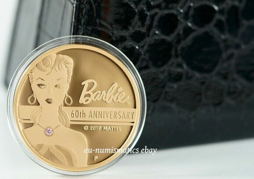 World Coins 2019 Tuvalu 500$ Barbie™ 60th Anniversary Argyle pink ...