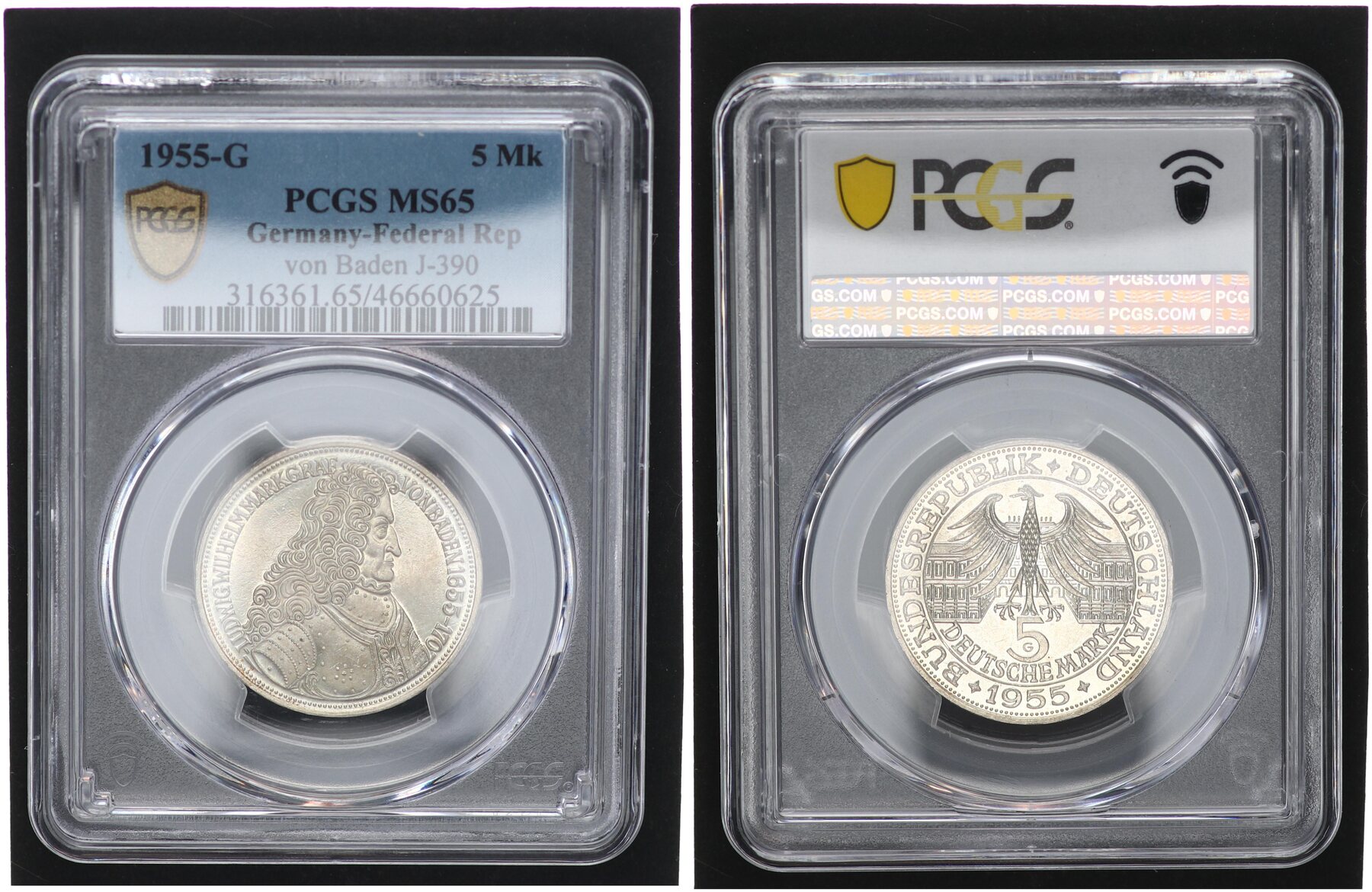 Germany-Federal Rep 1955-G Bundesrepublik Deutschland 5 Mark Markgraf ...