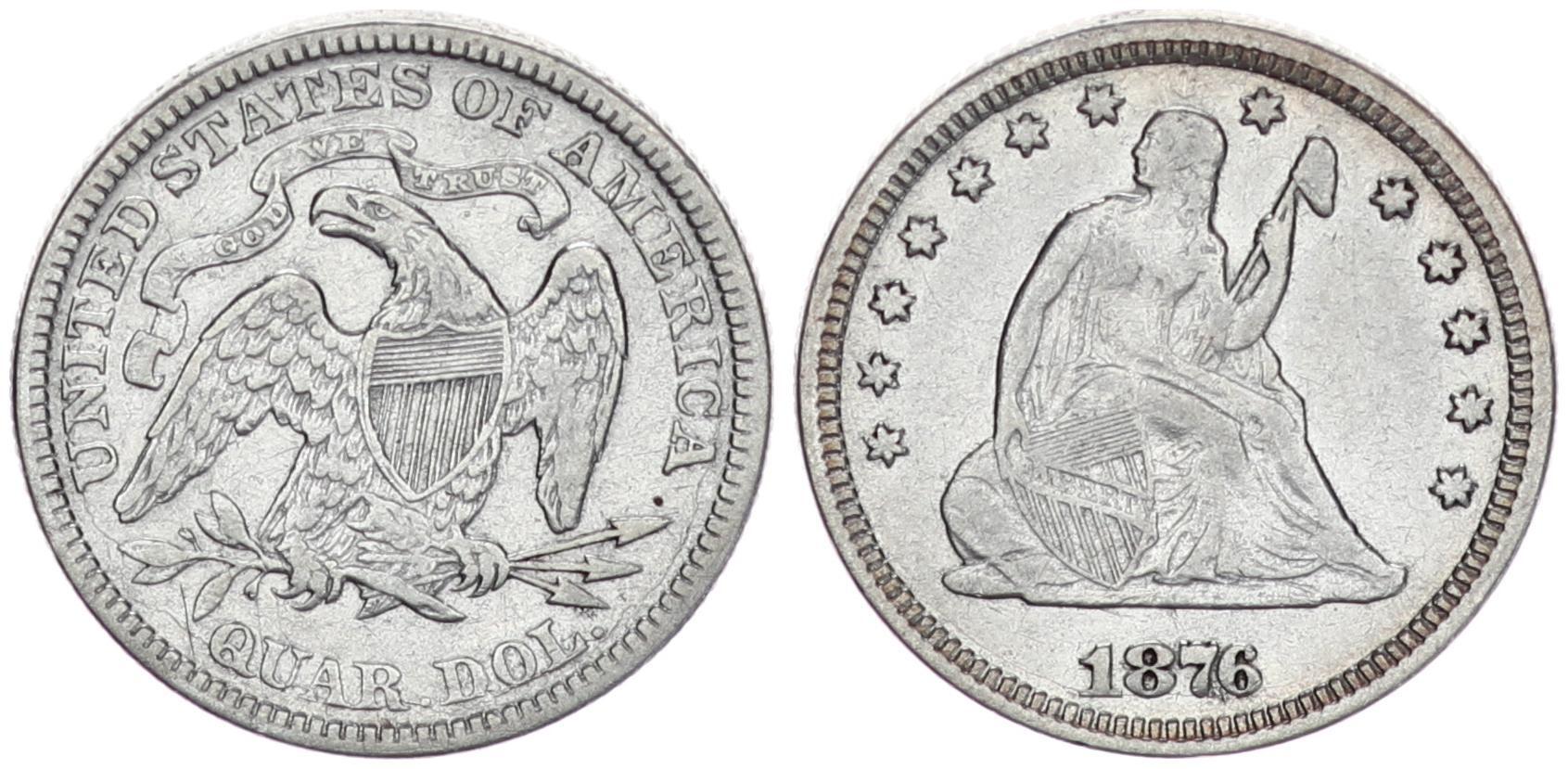 The United States of America - USA Quarter Dollar 1876 1/4 Dollar ...