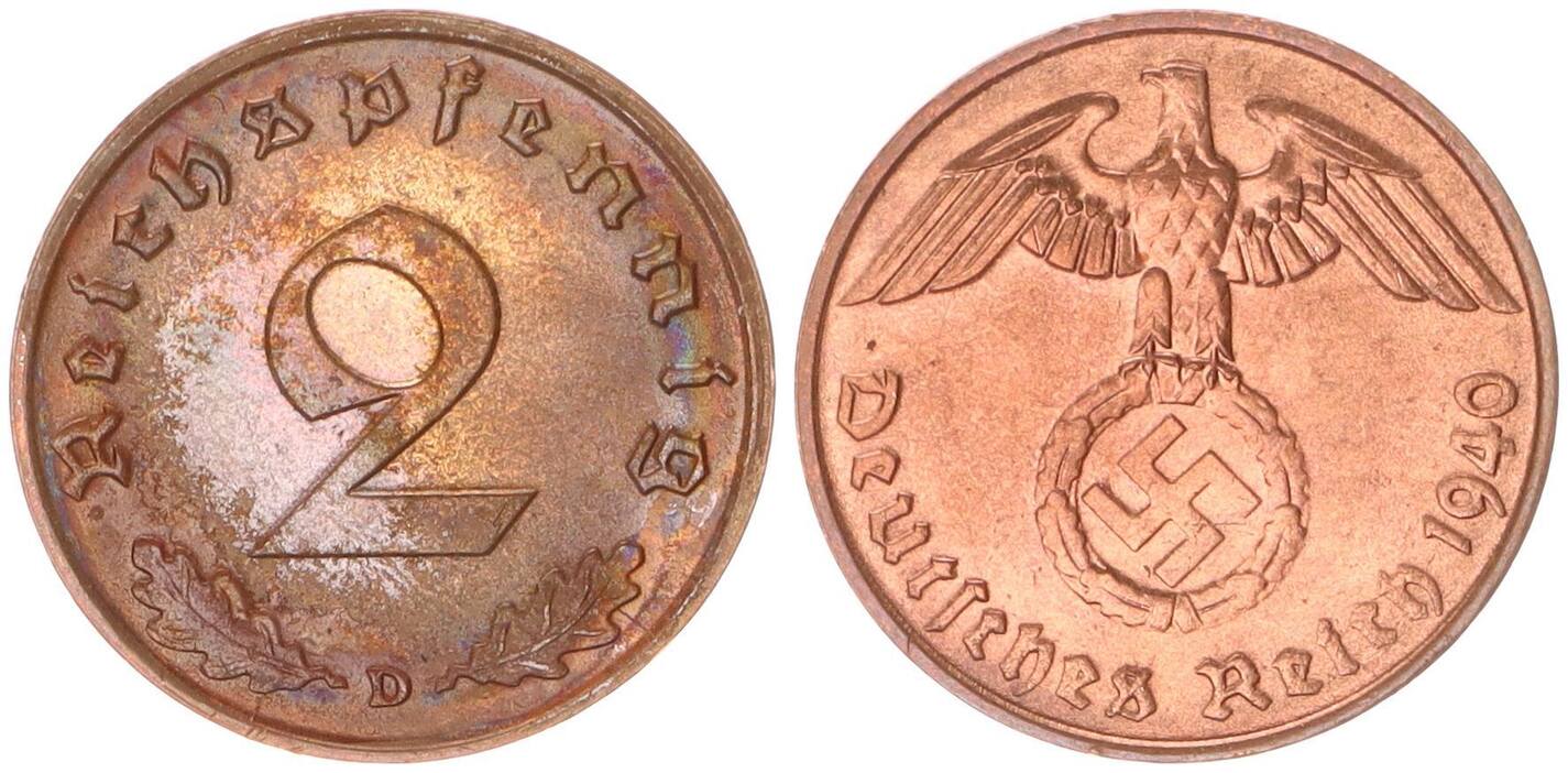 Deutschland / 3.Reich 2 Pfennig 1940 D prägefrisch | MA-Shops