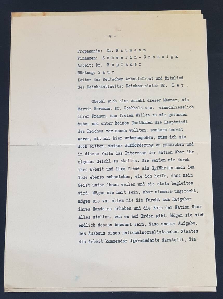 3. Reich Adolf Hitler Mein politisches Testament guter Zustand | MA-Shops