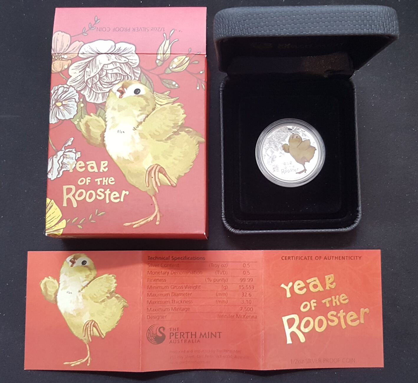 Tuvalu 50 cents 2017 Jear of the Rooster PP in Kapsel | MA-Shops
