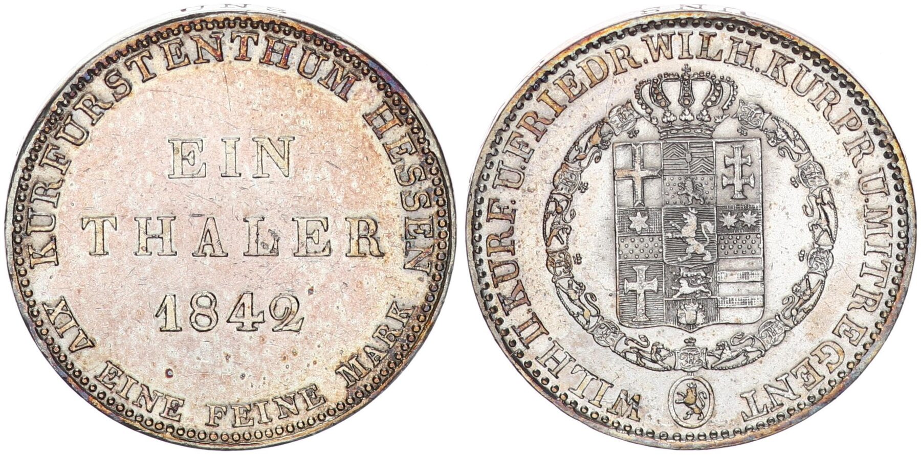 Hessen Kassel - Kurfürstentum 1 Taler 1842 Wilhelm II und Friedrich ...