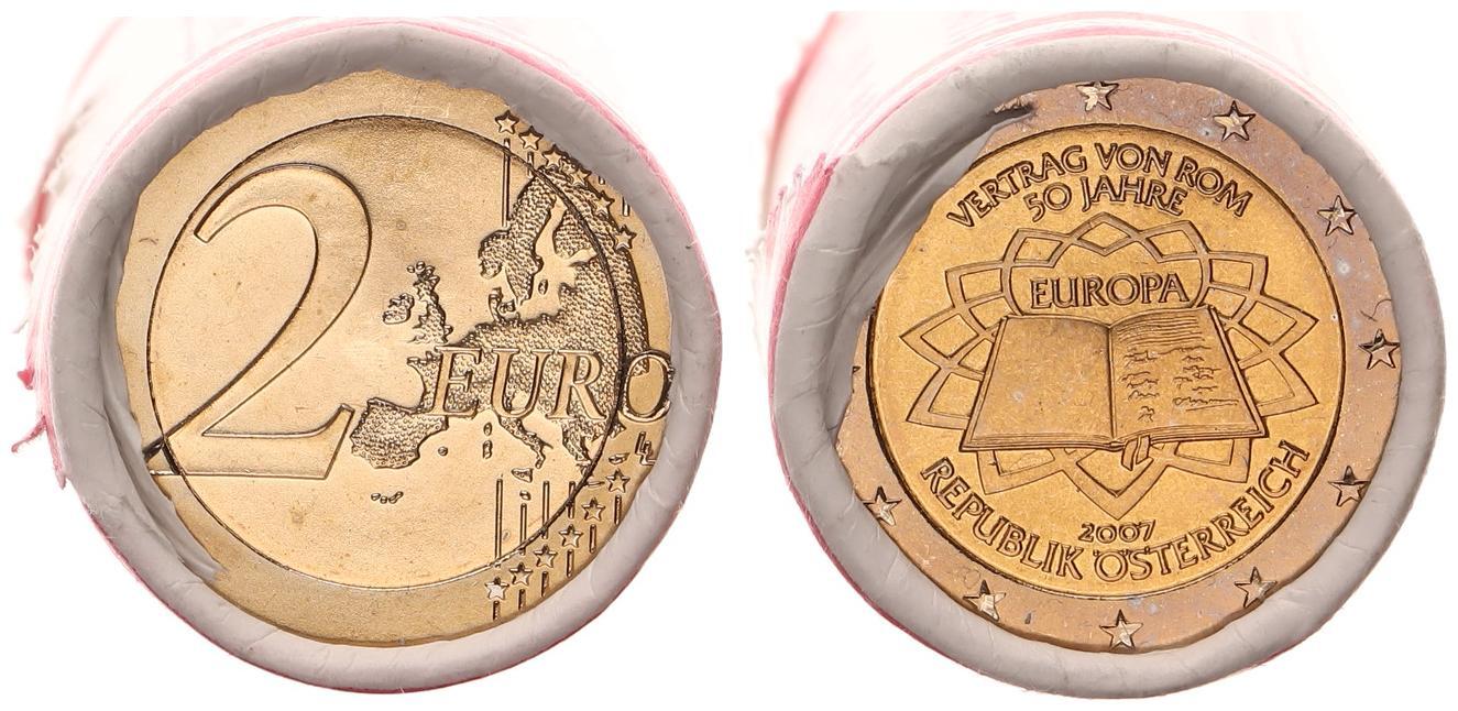 Österreich 2 Euro Rolle 2007 25x 2 Euro Originalrolle Römische Verträge ...
