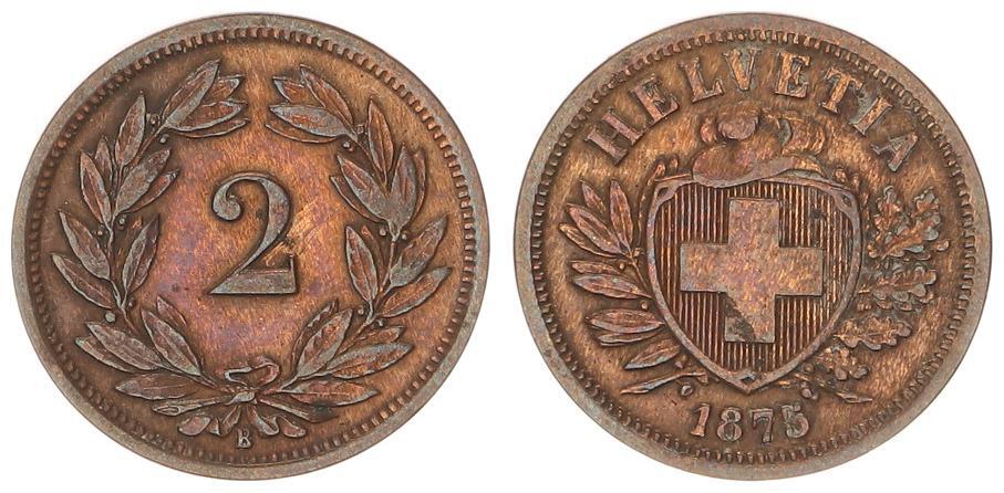Schweiz 2 Rappen 1875 ss-vz | MA-Shops