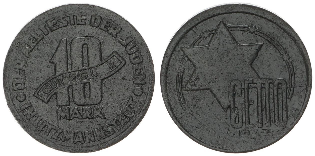 Deutschland / Polen / Getto Litzmannstadt 10 Mark (mit Echtheitszertifikat und Fachbuch ) 1943 ...