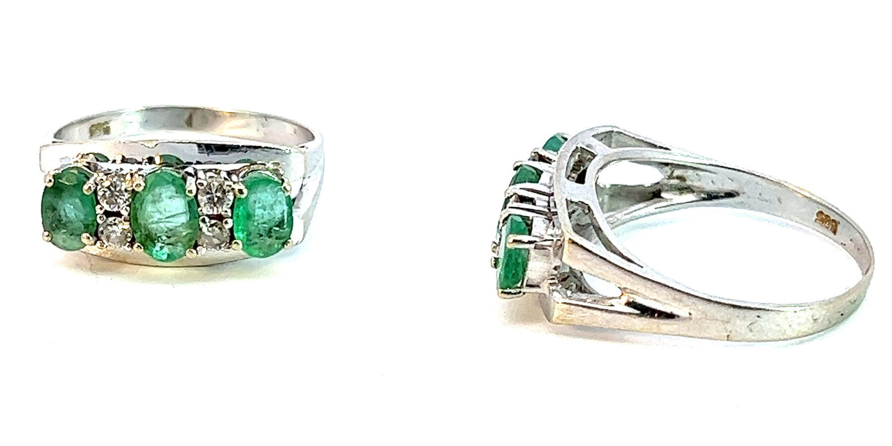 Europa 585 Gold Ring mit Smaragden und Diamanten Ringgröße 56-57 Sehr ...