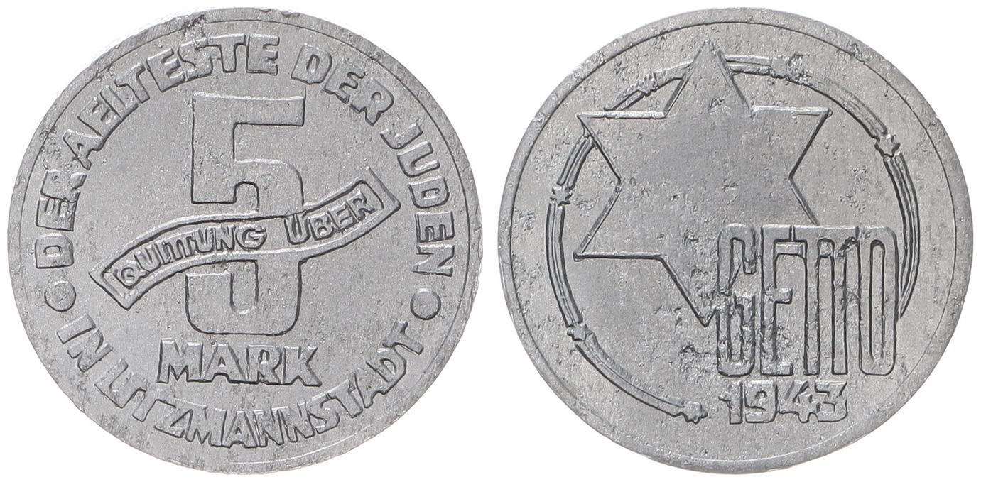 Deutschland / Polen / Getto Litzmannstadt 5 Mark (mit ...