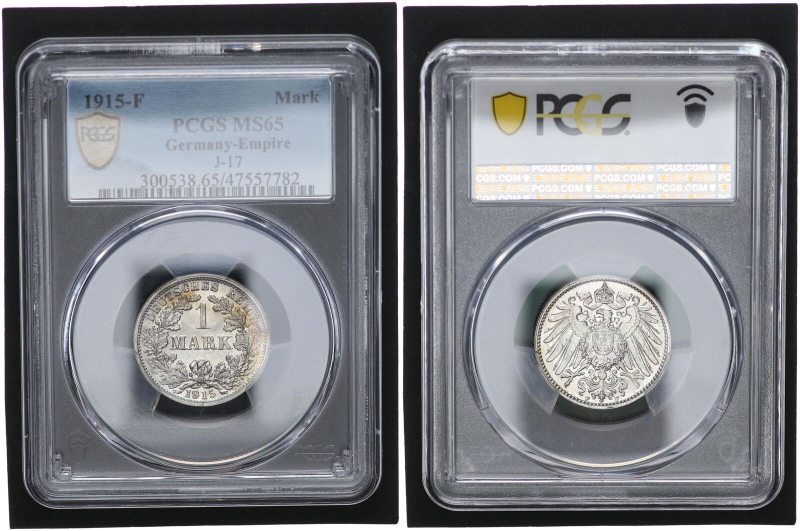 Kaiserreich 1 Mark 1915 F J.17 - Stempelglanz PCGS zertifiziert PCGS MS65 | MA-Shops