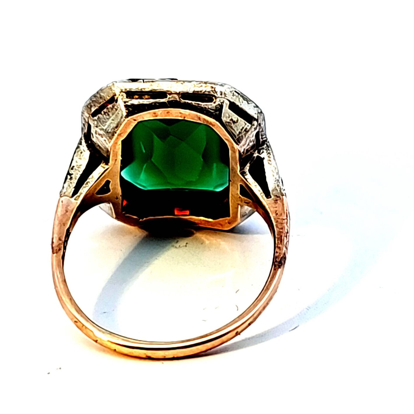 Europa 333 Gold Ringschiene 8 Karat (333), Ring Kopf Silber, mit grünem ...