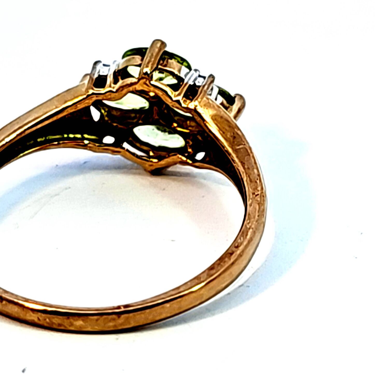333 Gold Ring mit Grünstein und kleinen Diamanten Ringgröße 57 Sehr gut ...