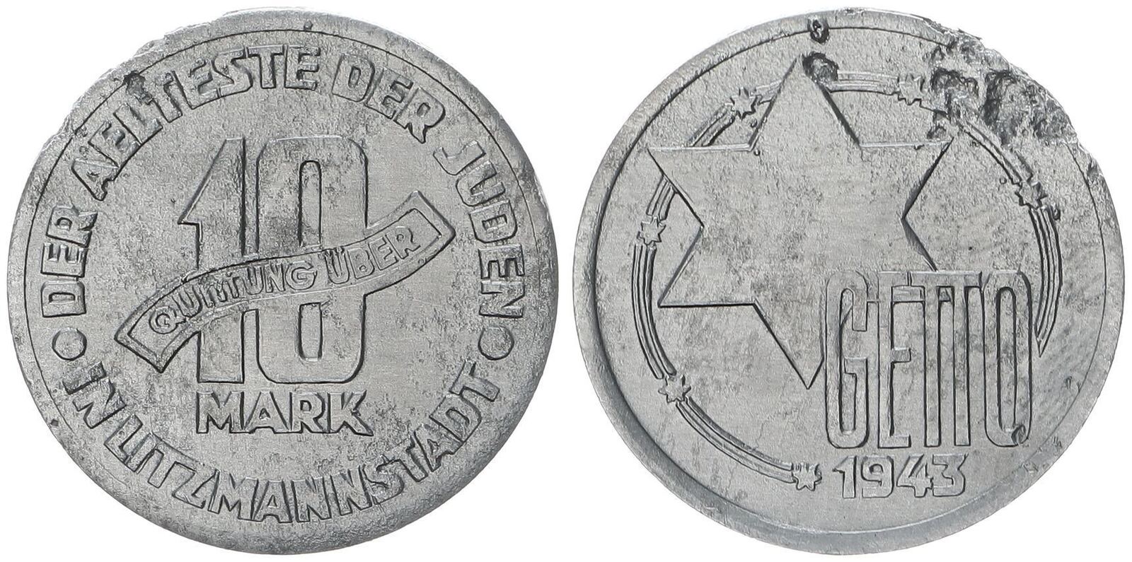 Deutschland / Polen / Getto Litzmannstadt 10 Mark (mit Echtheitszertifikat und Fachbuch ) 1943 ...