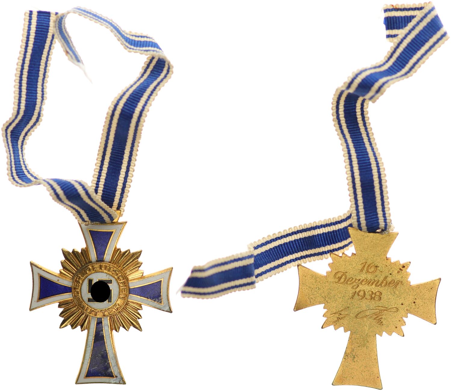 3. Reich Orden 1939-45 Mutterkreuz in Gold mit Band guter - sehr guter ...