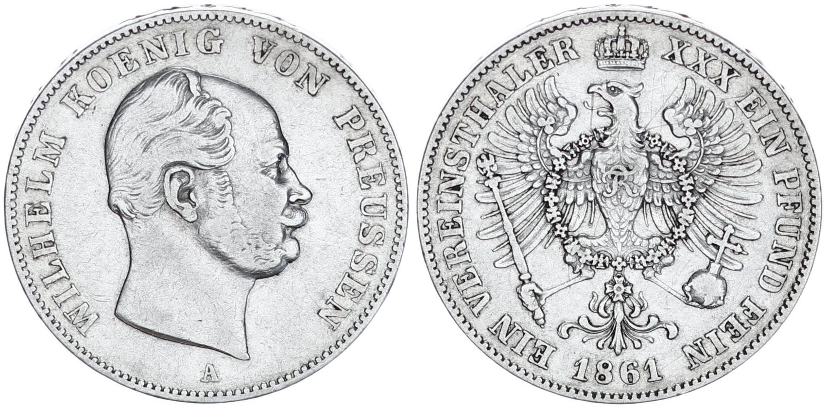 Preußen 1 Taler 1861 A Vereinstaler Wilhelm I (1861-1888) ss | MA-Shops