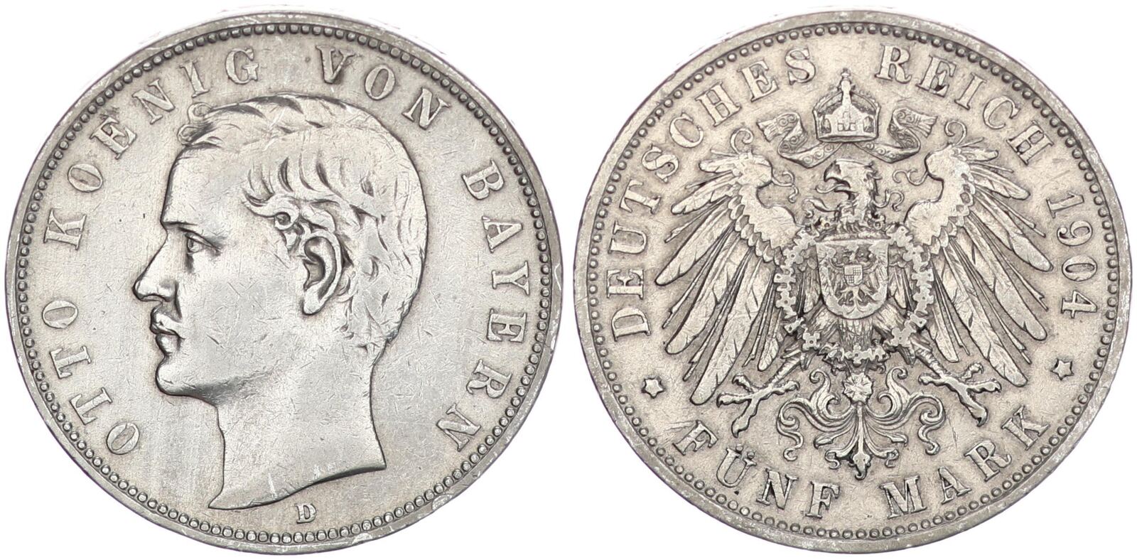 Bayern - Deutsches Kaiserreich 5 Mark 1904 D 5 Reichsmark König Otto ss | MA-Shops
