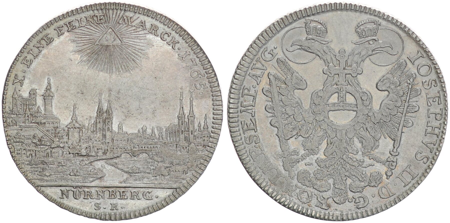 Nürnberg 1 Taler 1765 Reichstaler Stadtansicht ss+, leichte Patina | MA ...