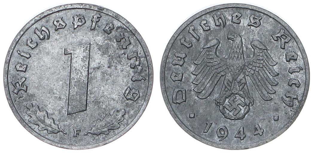 Deutschland / Drittes Reich 1 Pfennig 1944 F fast vz | MA-Shops