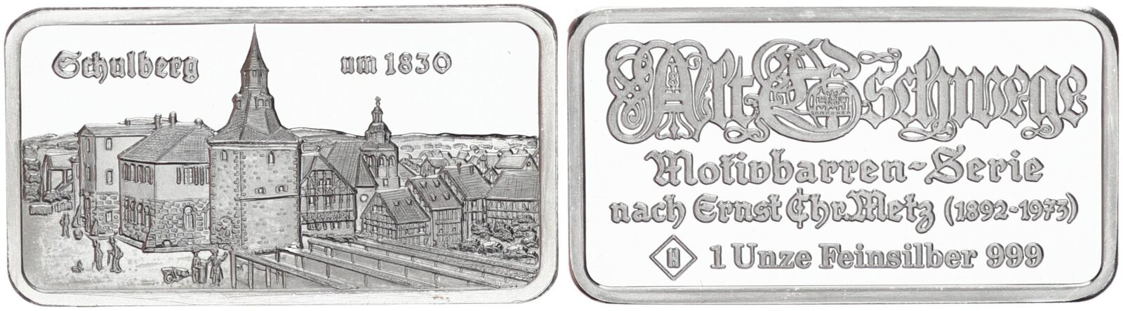 Deutschland - Heraeus 1 Unze Silber Barren ohne Jahr, ca. 1973 Serie ...