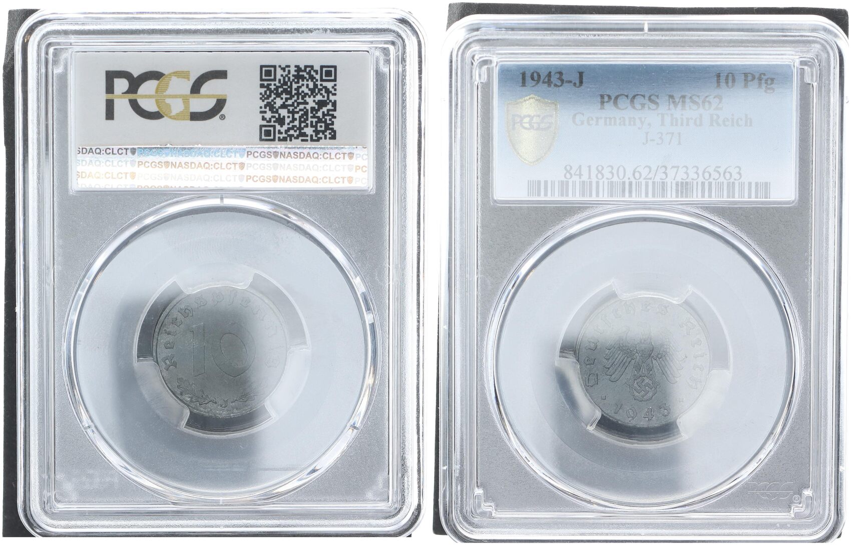 Germany, Third Reich 10 Pfg 1943-J J.371 Kursmünze 1943J !!!!! PCGS MS62 vz-Prägefrisch ...
