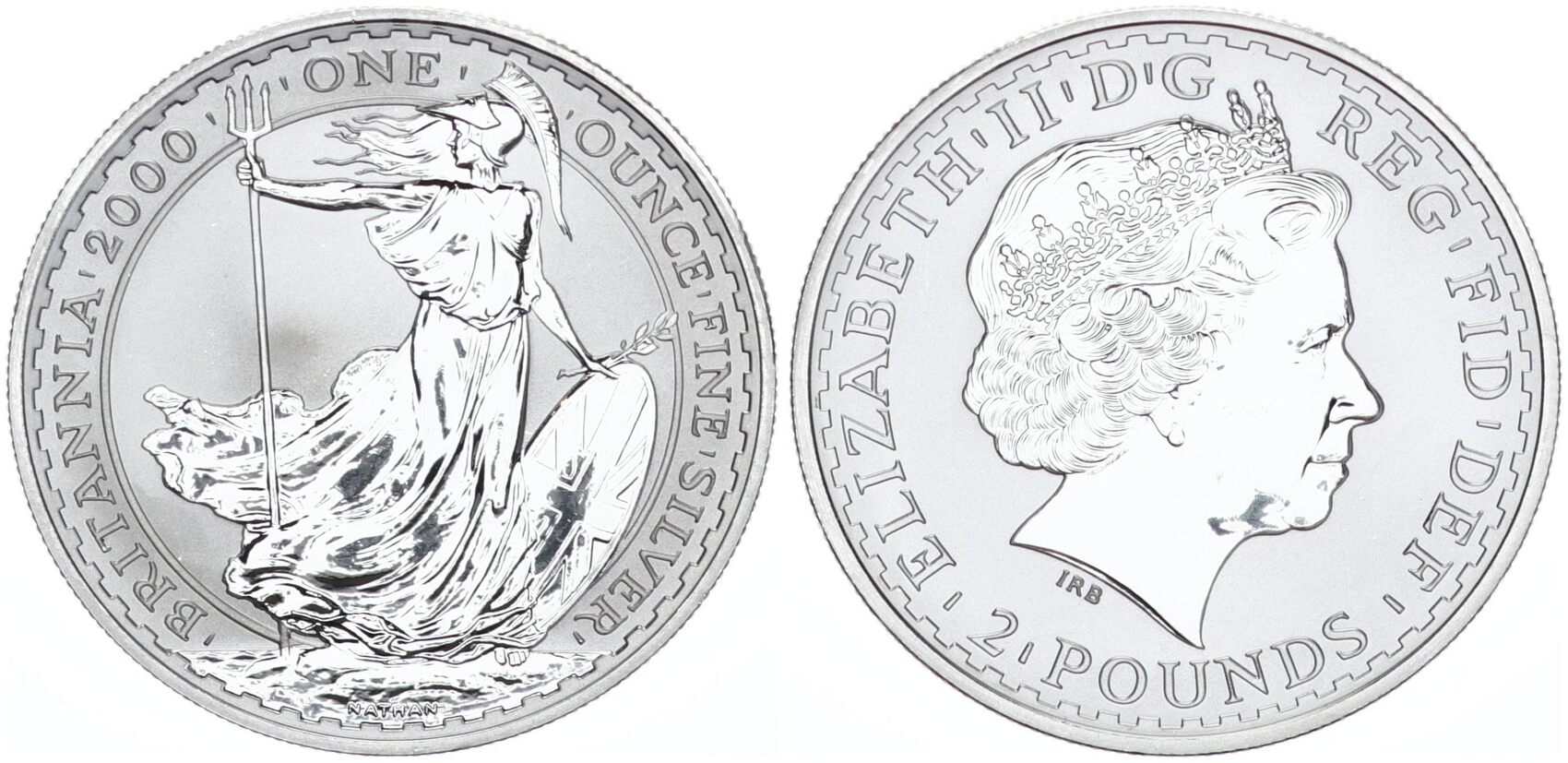 GB Great Britain England 2 Pounds 2000 2 Pfund Britannia 1 Unze