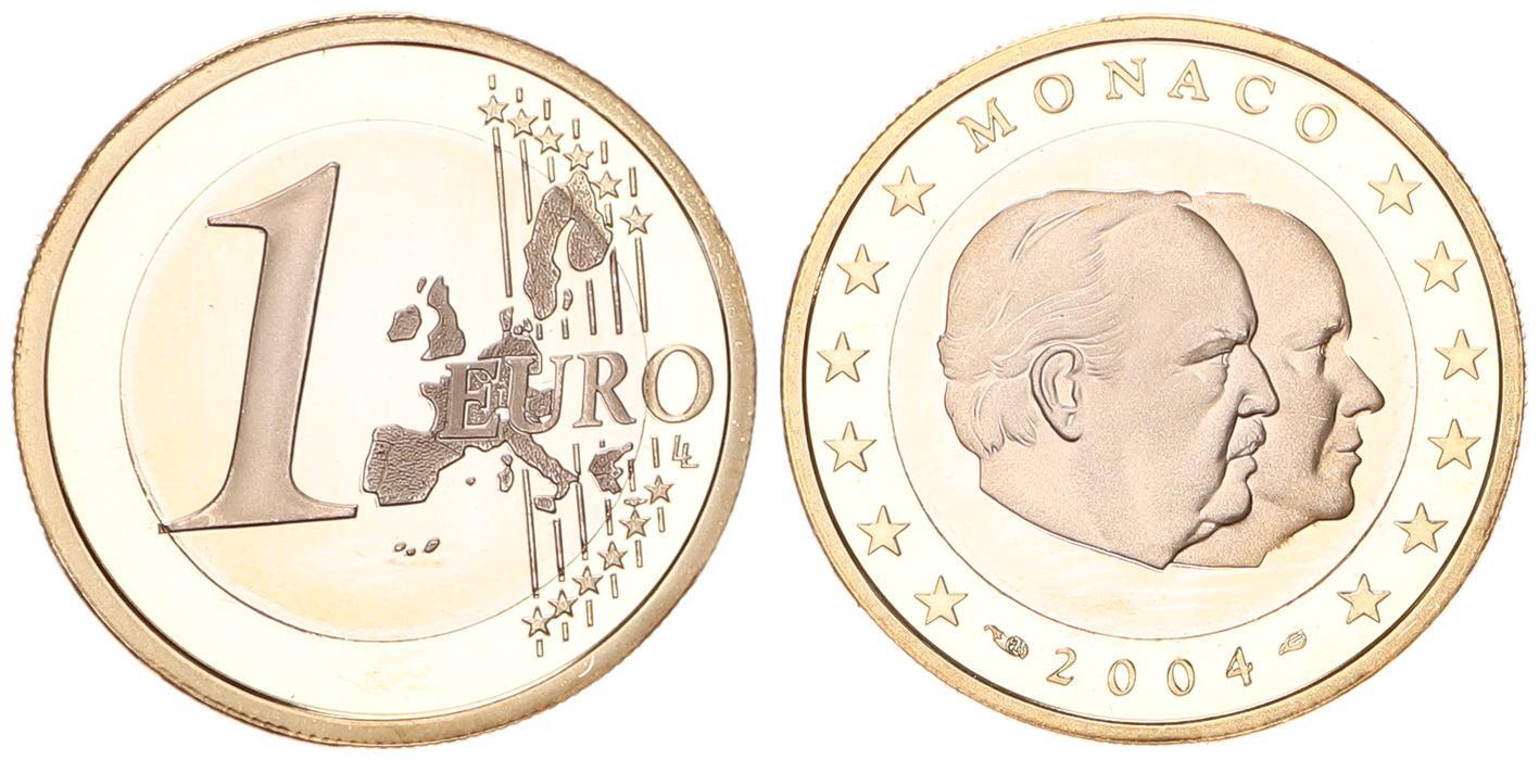 Monaco 1 Euro 2004 Kursmünze PP in Münzkapsel. Seltenes Jahr ...