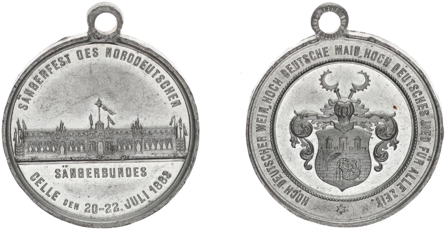 Celle Medaille 1883 Auf das Sängerfest des Norddeutschen Sängerbundes ...
