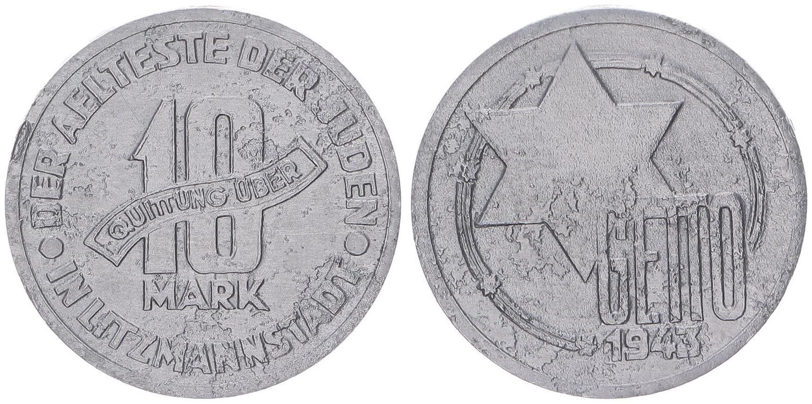 Deutschland / Polen / Getto Litzmannstadt 10 Mark (mit Echtheitszertifikat und Fachbuch ) 1943 ...