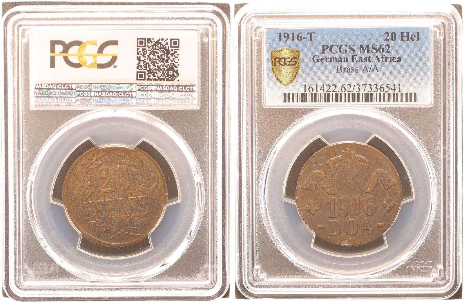 Deutsch-Ostafrika 20 Heller 1916-T DOA J.724 b Messing PCGS MS62 vz+ | MA-Shops