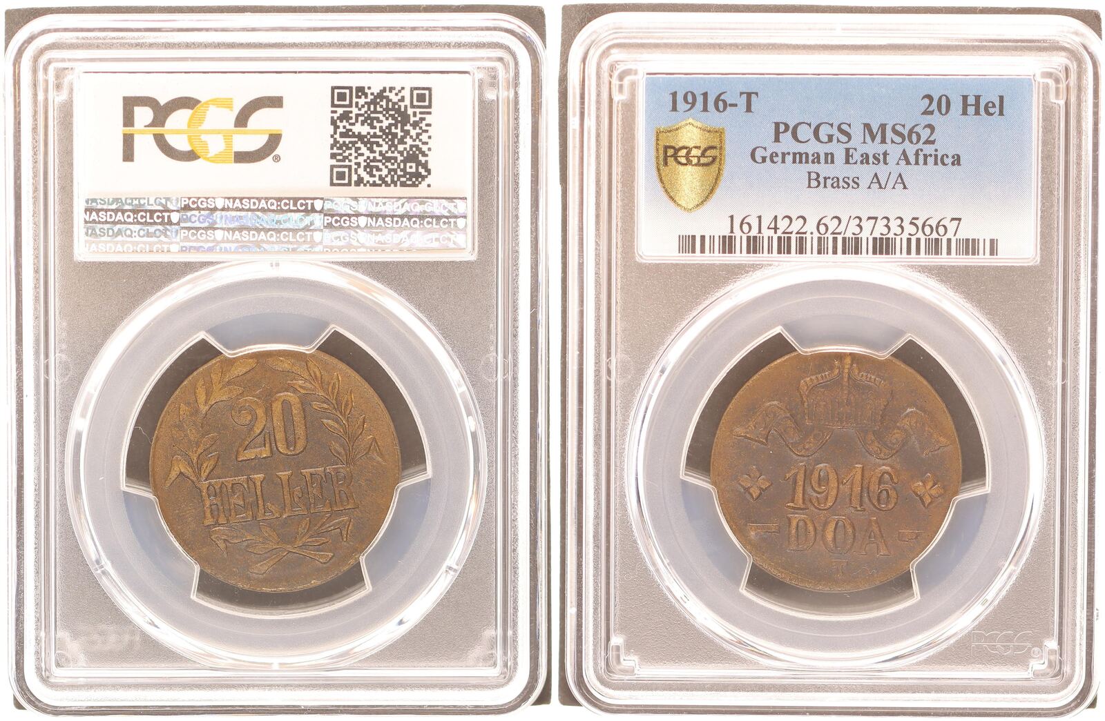 Deutsch-Ostafrika 20 Heller 1916-T DOA J.724 b Messing PCGS MS62 vz+ | MA-Shops
