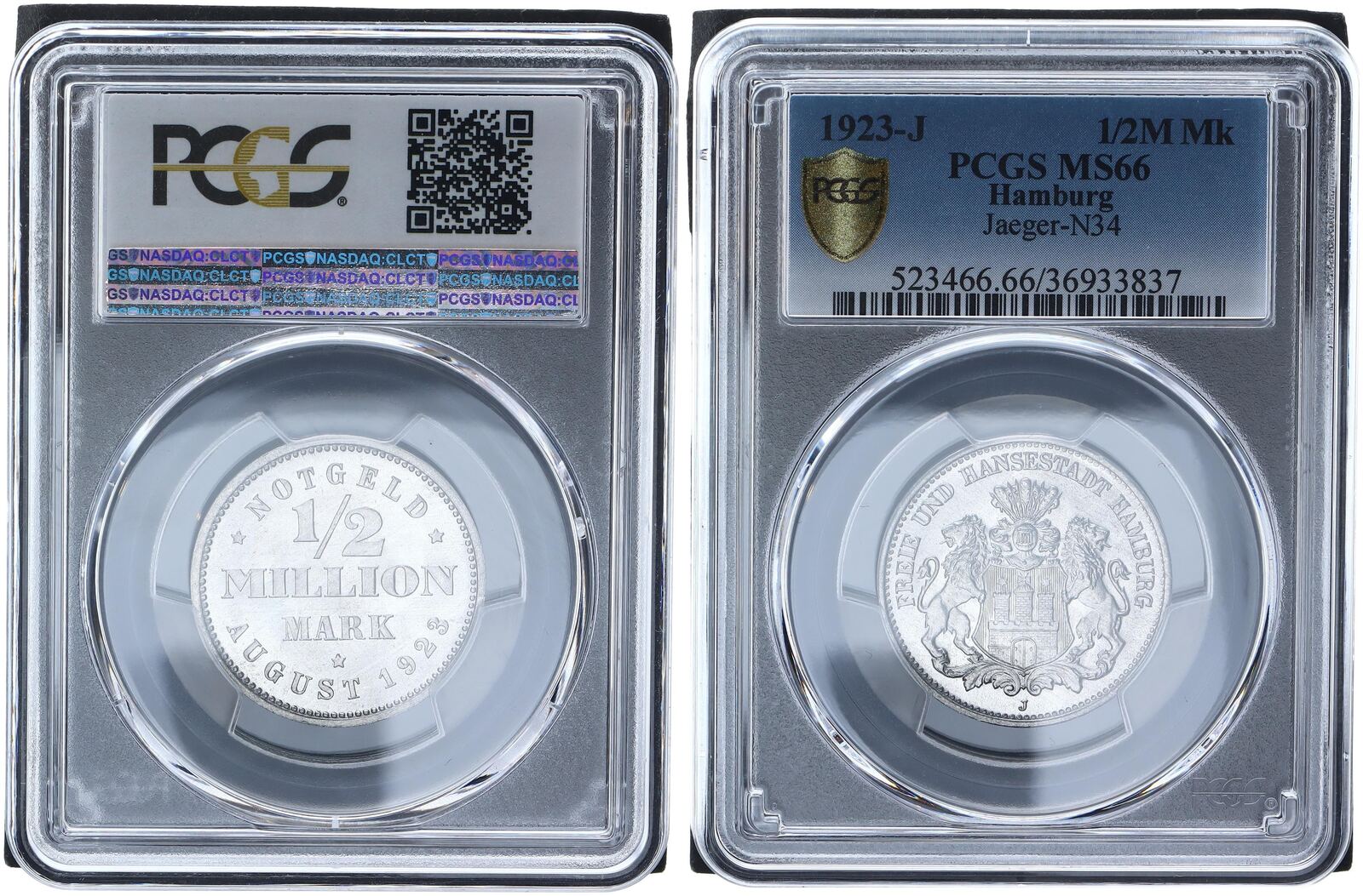 Hamburg 1/2Million Mark 1923-J PCGS zertifiziert PCGS MS66 Stempelglanz | MA-Shops