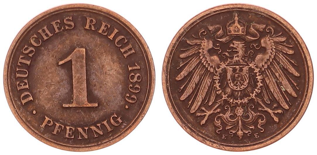 Deutschland / Kaiserreich 1 Pfennig 1899 E J.10 großer Adler ss | MA-Shops