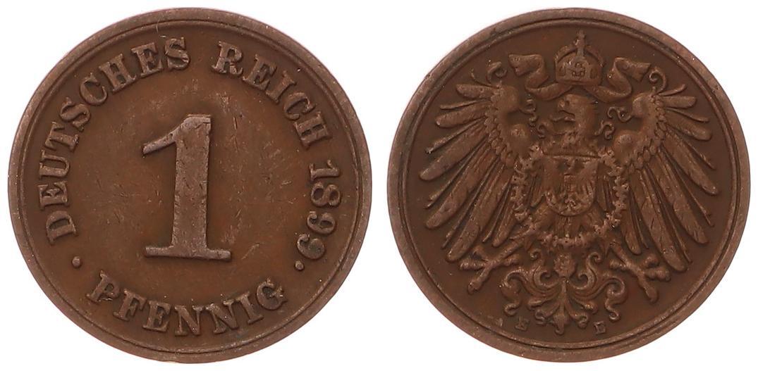 Deutschland / Kaiserreich 1 Pfennig 1899 E J.10 großer Adler ss | MA-Shops