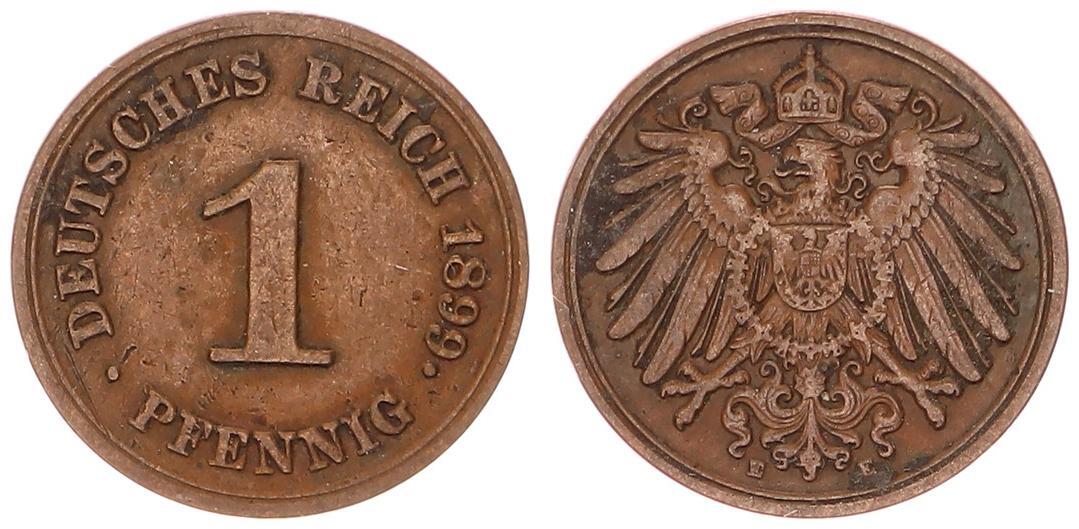 Deutschland / Kaiserreich 1 Pfennig 1899 E J.10 großer Adler ss | MA-Shops