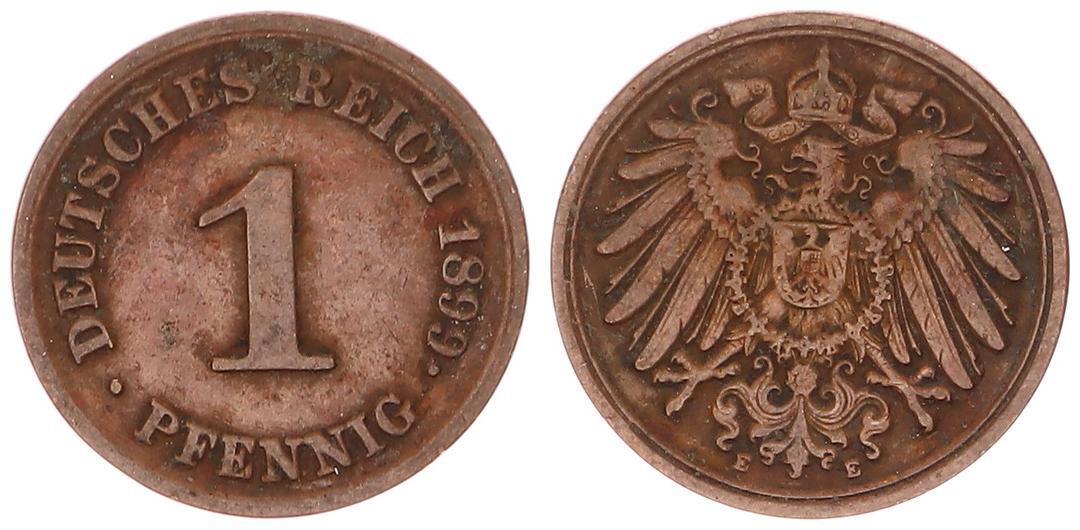 Deutschland / Kaiserreich 1 Pfennig 1899 E J.10 großer Adler ss | MA-Shops