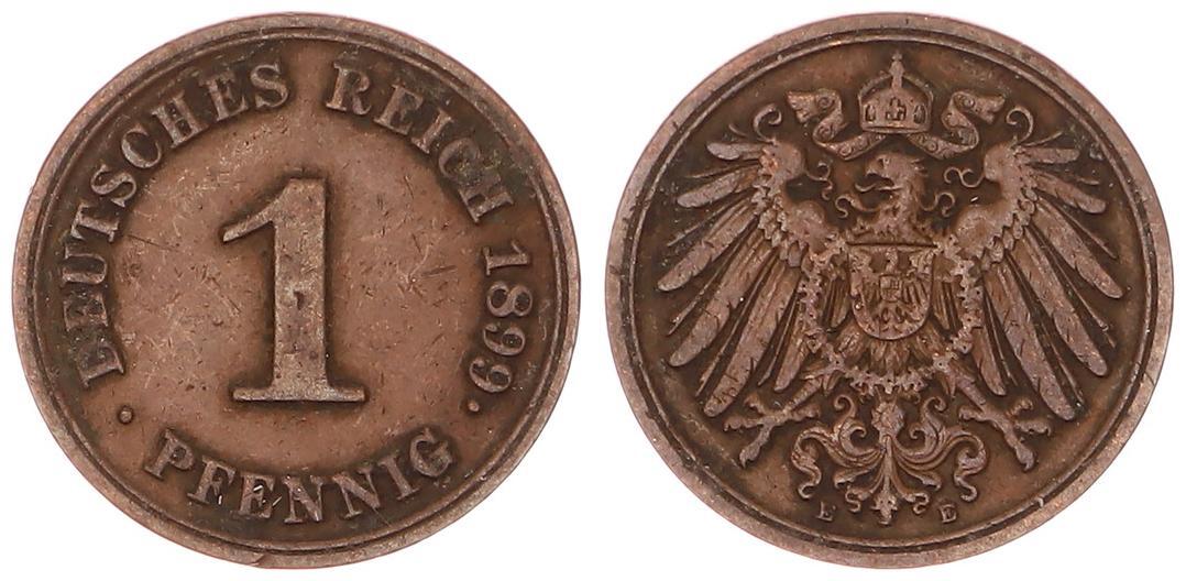 Deutschland / Kaiserreich 1 Pfennig 1899 E J.10 großer Adler ss | MA-Shops
