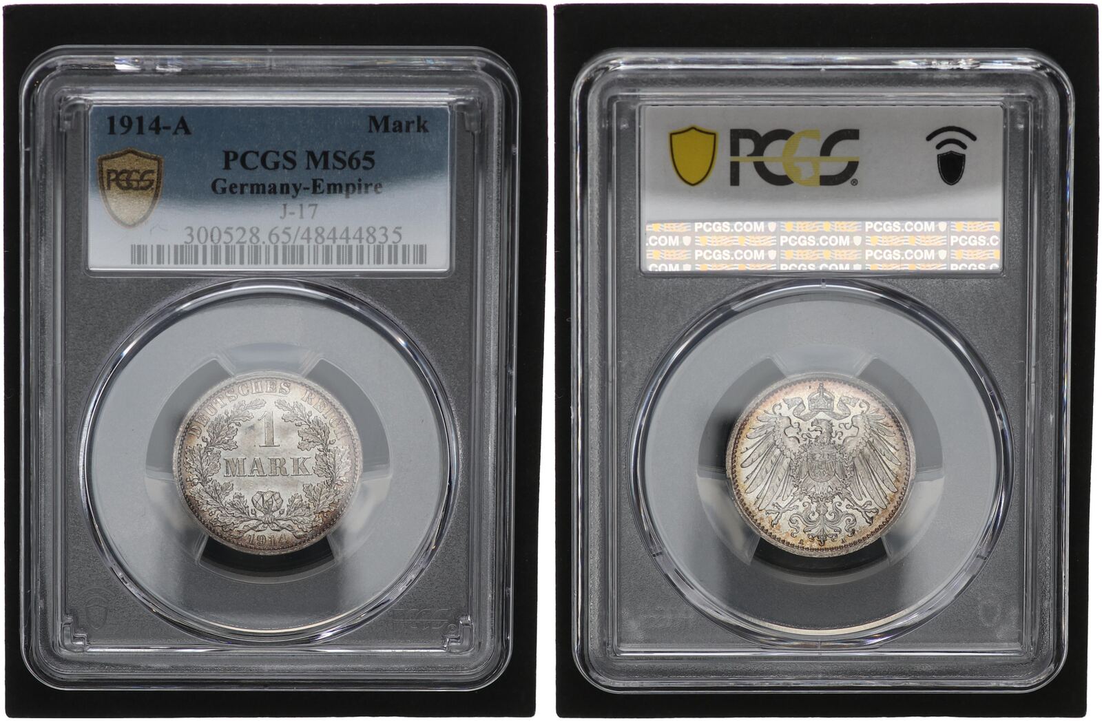 Deutsches Kaiserreich 1 Mark 1914-A Reichsmark J.17 Stempelglanz zertifiziert PCGS MS65 | MA-Shops