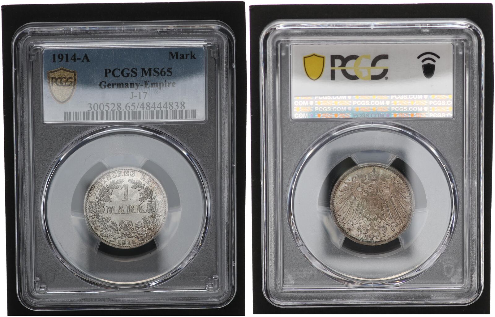 Deutsches Kaiserreich 1 Mark 1914 A Reichsmark J.17 Stempelglanz zertifiziert PCGS MS65 | MA-Shops