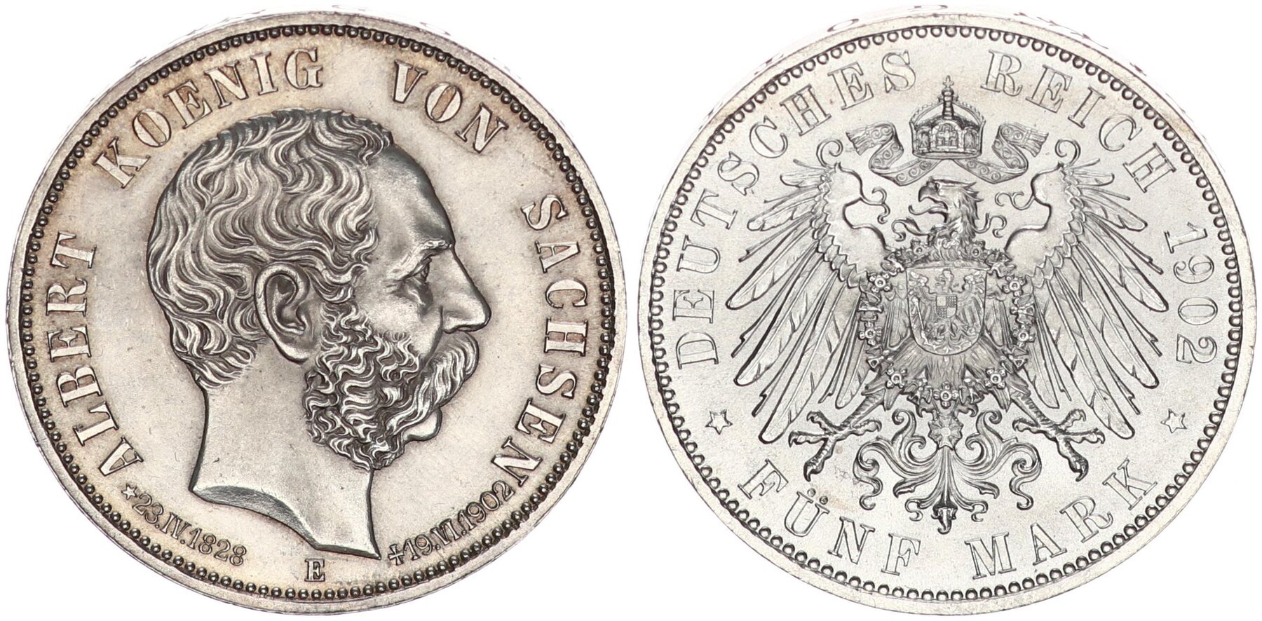 Deutsches Kaiserreich - Sachsen 5 Mark 1902 E Sachsen 5 Reichsmark ...