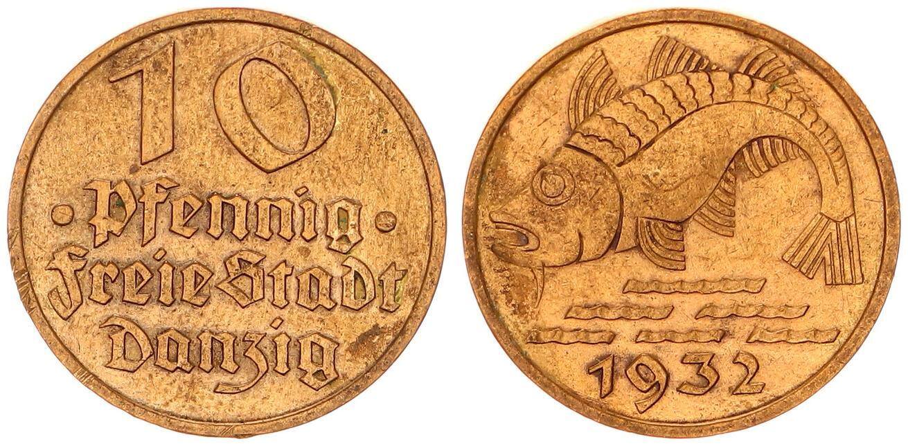 Polen / Danzig 10 Pfennig 1932 Freie Stadt Danzig ss-vz | MA-Shops