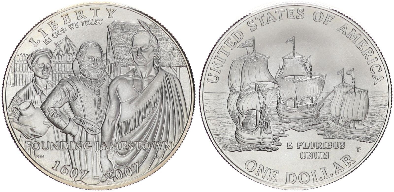 USA 1 Dollar 2007 P Philadelphia Mint - 400 Jahre Jamestown St mattiert ...